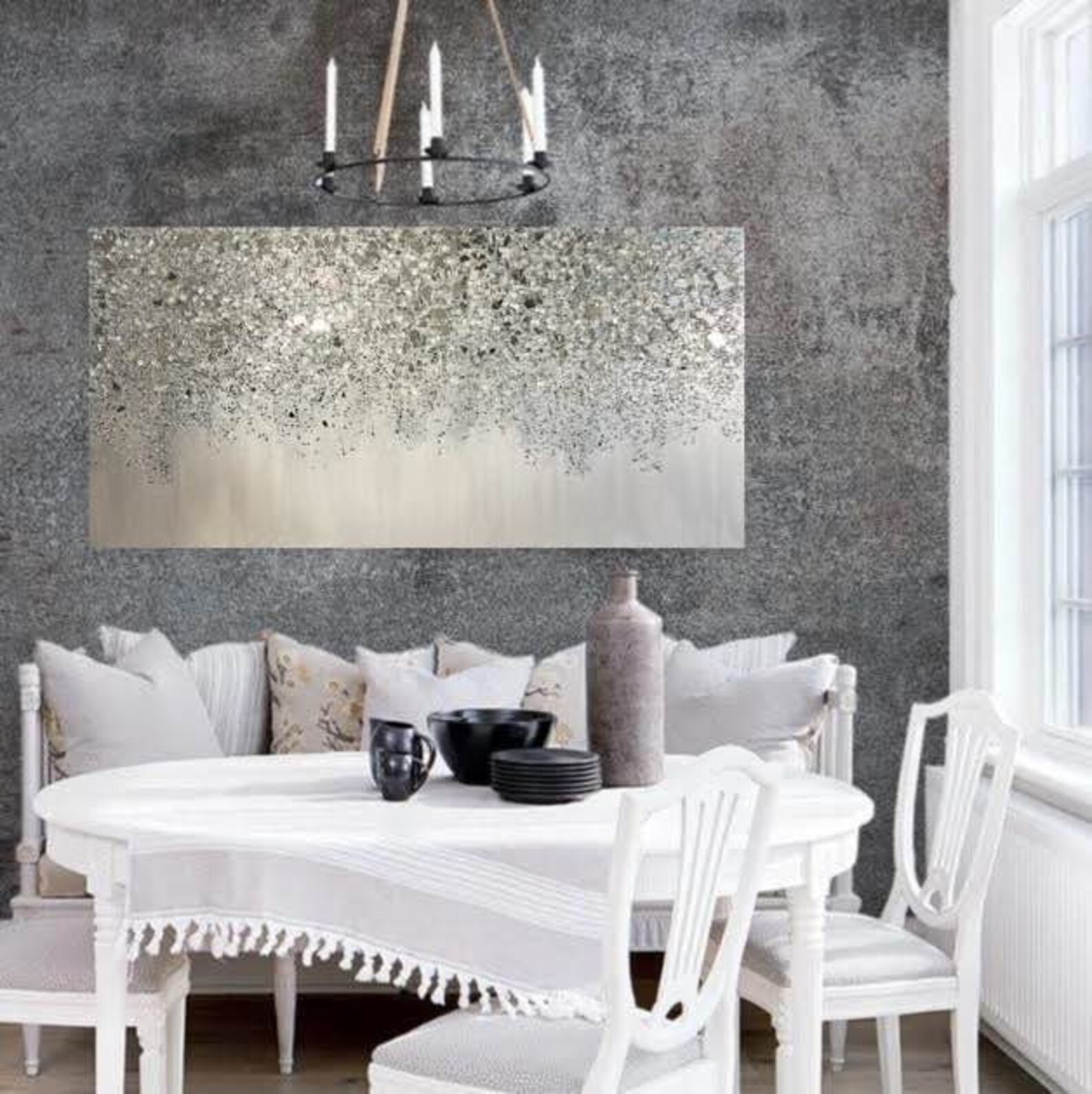 CLASSY ICY GLASS Drip Glass Wall Art Silver Wall Art Z - Etsy