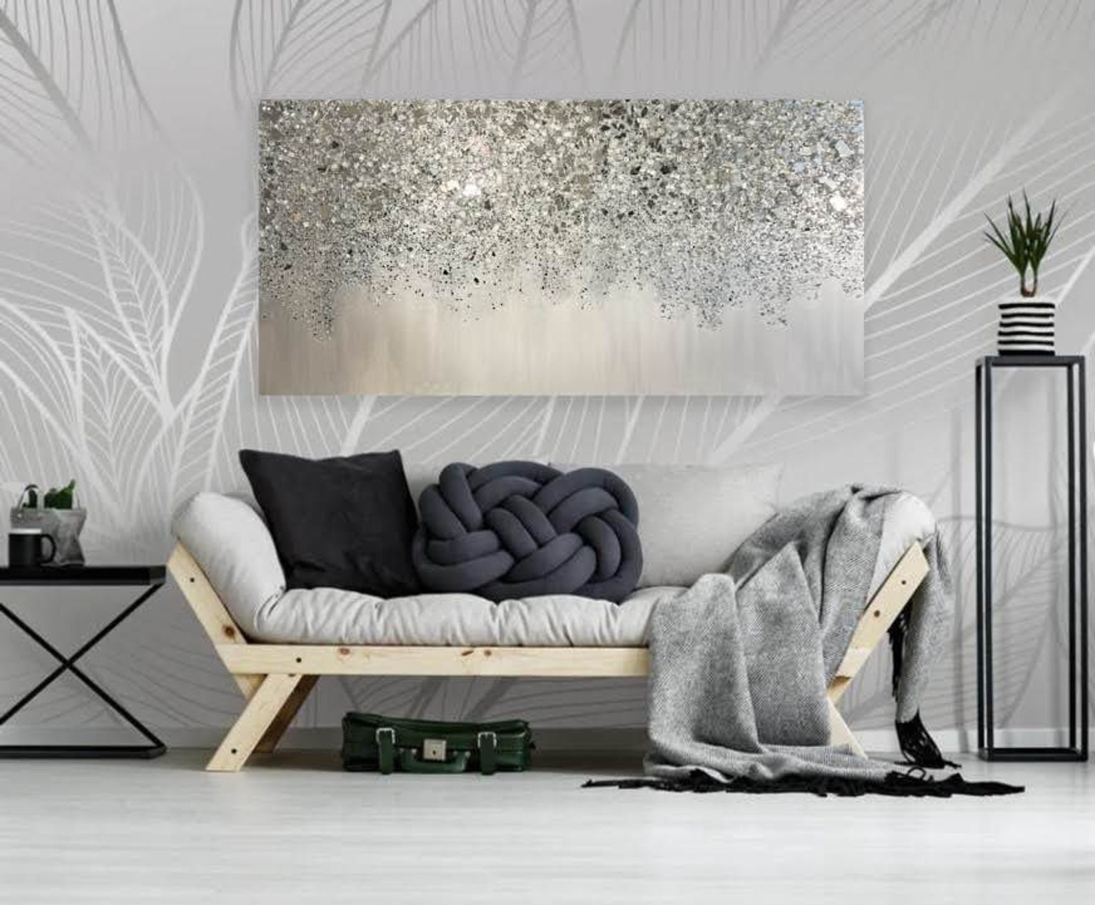 CLASSY ICY GLASS Drip Glass Wall Art Silver Wall Art Z - Etsy