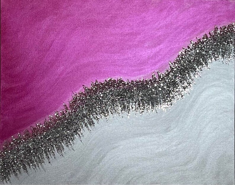Pink Tourmaline & Silver Glam Painting Glitter Painting - Etsy