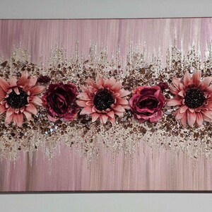 Rose Gold Sunflower Gold Glass Glam, Sunflower Glamour Painting, Boho ...