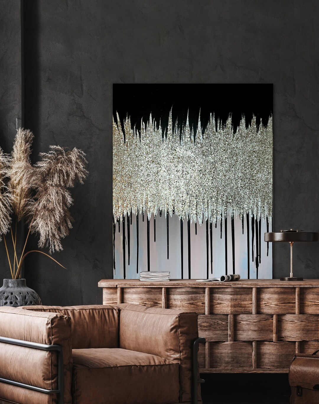 Dripping Glam Decor Painting Black Decor Luxury Art - Etsy