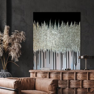 Dripping Glam Decor Painting, Black Decor, Luxury Art, Abstract ...