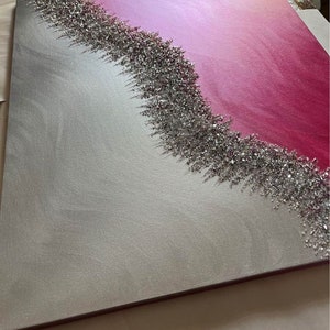 Pink Tourmaline & Silver Glam Painting, Glitter Painting, Glass ...