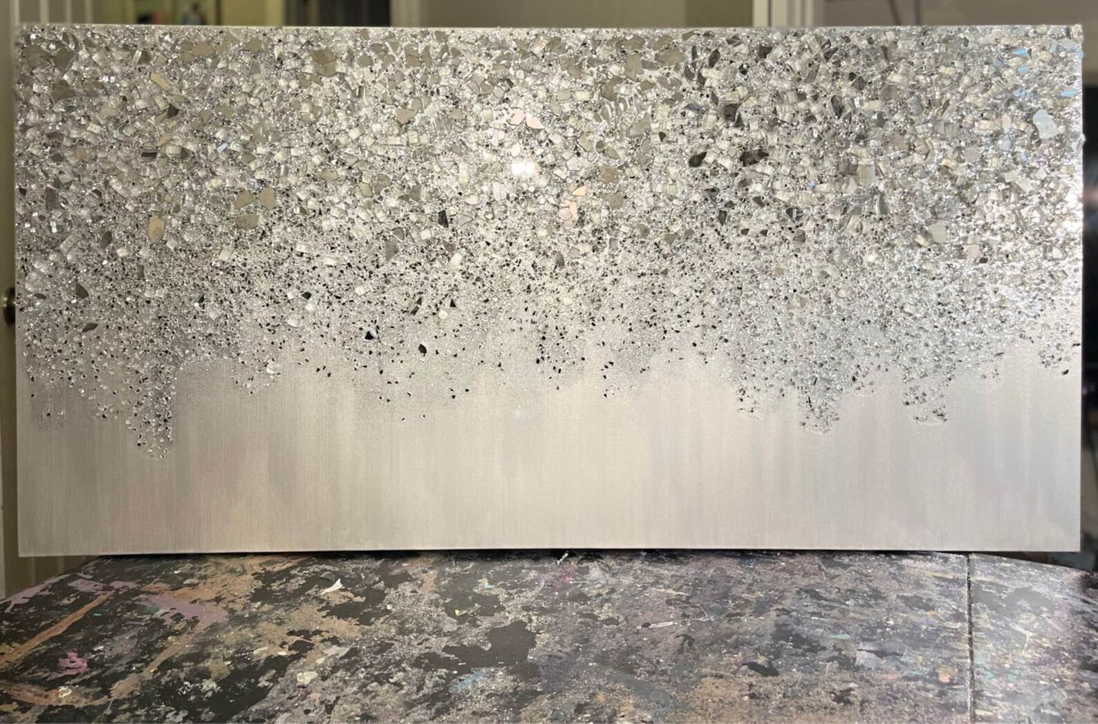 CLASSY ICY GLASS Drip Glass Wall Art Silver Wall Art Z - Etsy