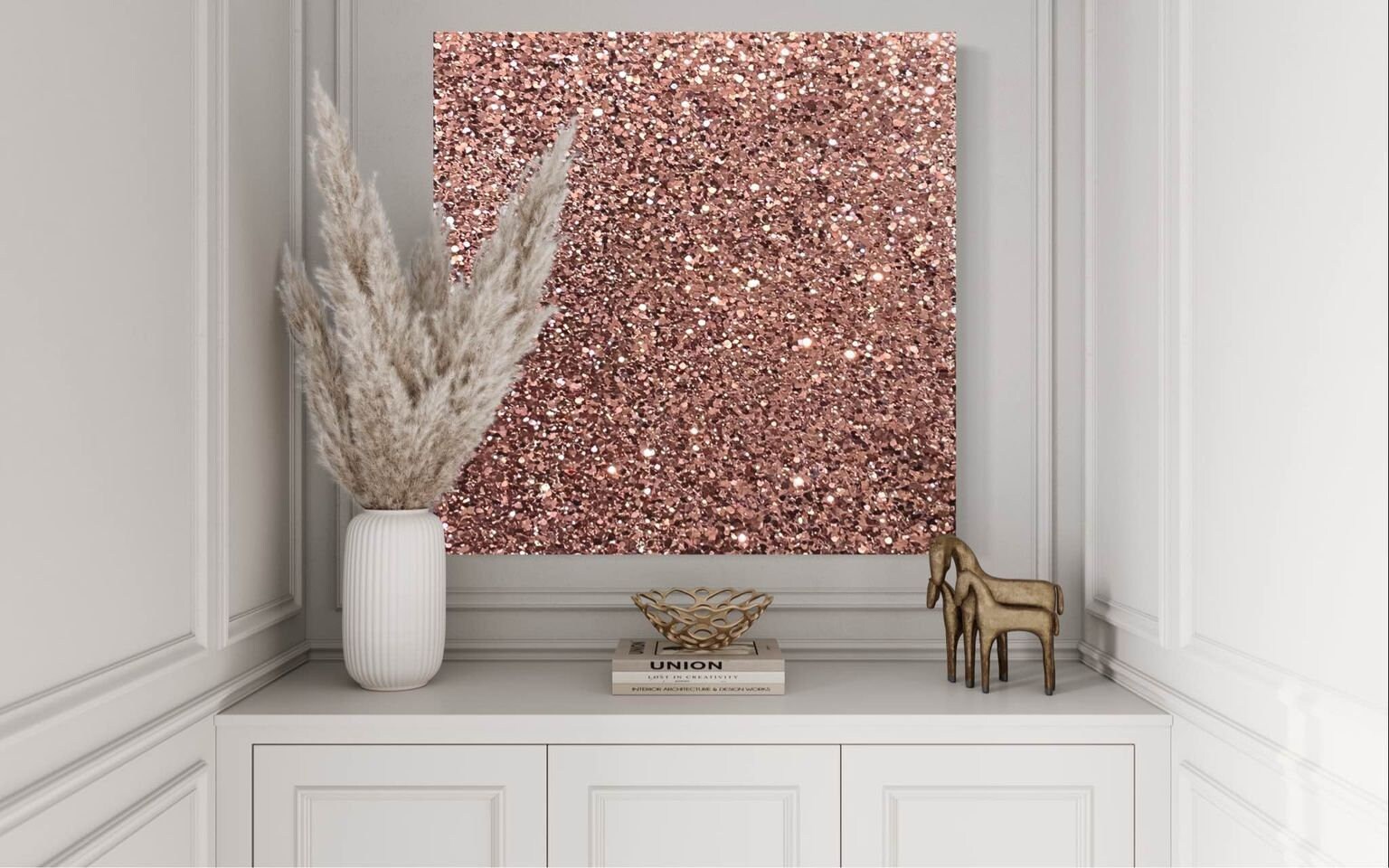 Rose Gold Glitzy Glam Glitter Wall Painting Minimalist Wall Art Rose Gold Decor Glam Decor Rose Gold Painting Glitter Painting Art Etsy