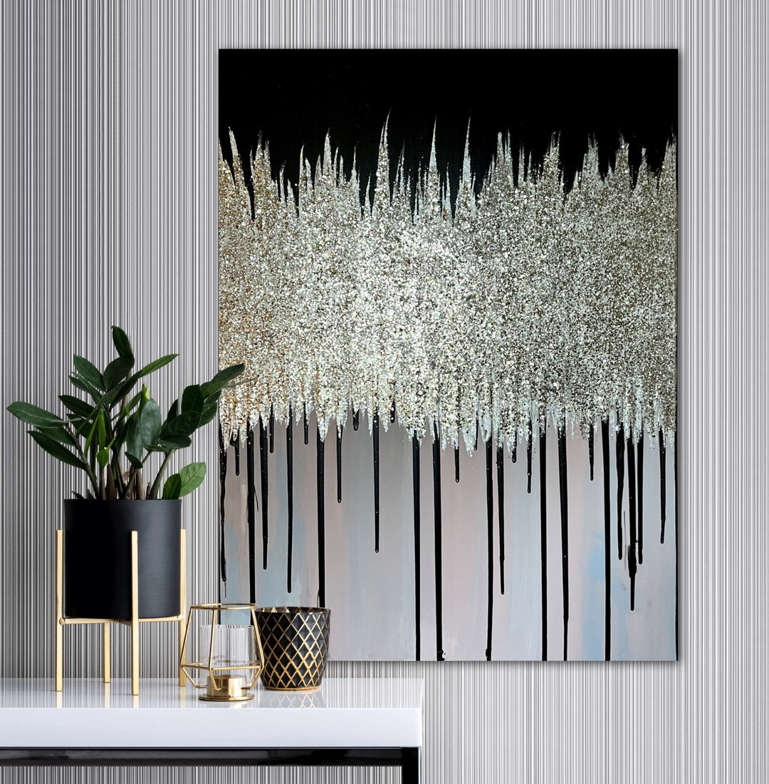 Dripping Glam Decor Painting Black Decor Luxury Art - Etsy
