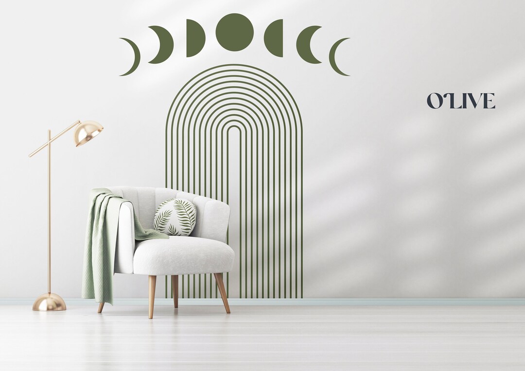 Arch Wall Decal and Moon's Phases, Bohemian Arch, Moons Wall Decal ...