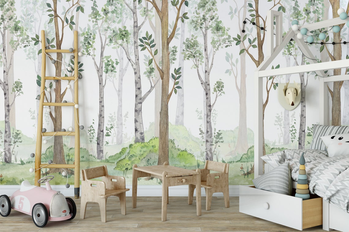 Forest Tree Kids Wallpaper Mural Home Decor Mural Home Wallpaper ...