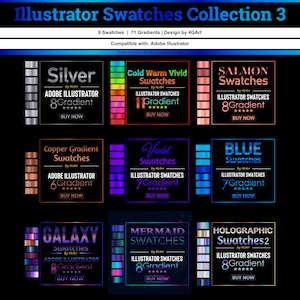 Illustrator Gradient Swatches Collection 3 Bundle for Adobe Illustrator ...