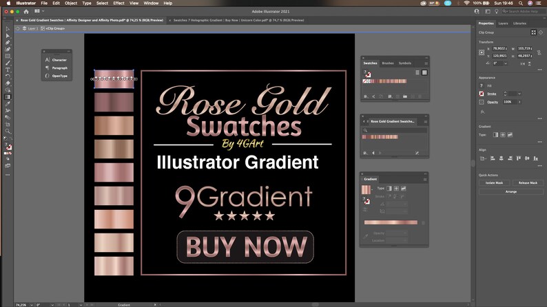 Rose Gold Swatches for Illustrator | Adobe Illustrator - Etsy