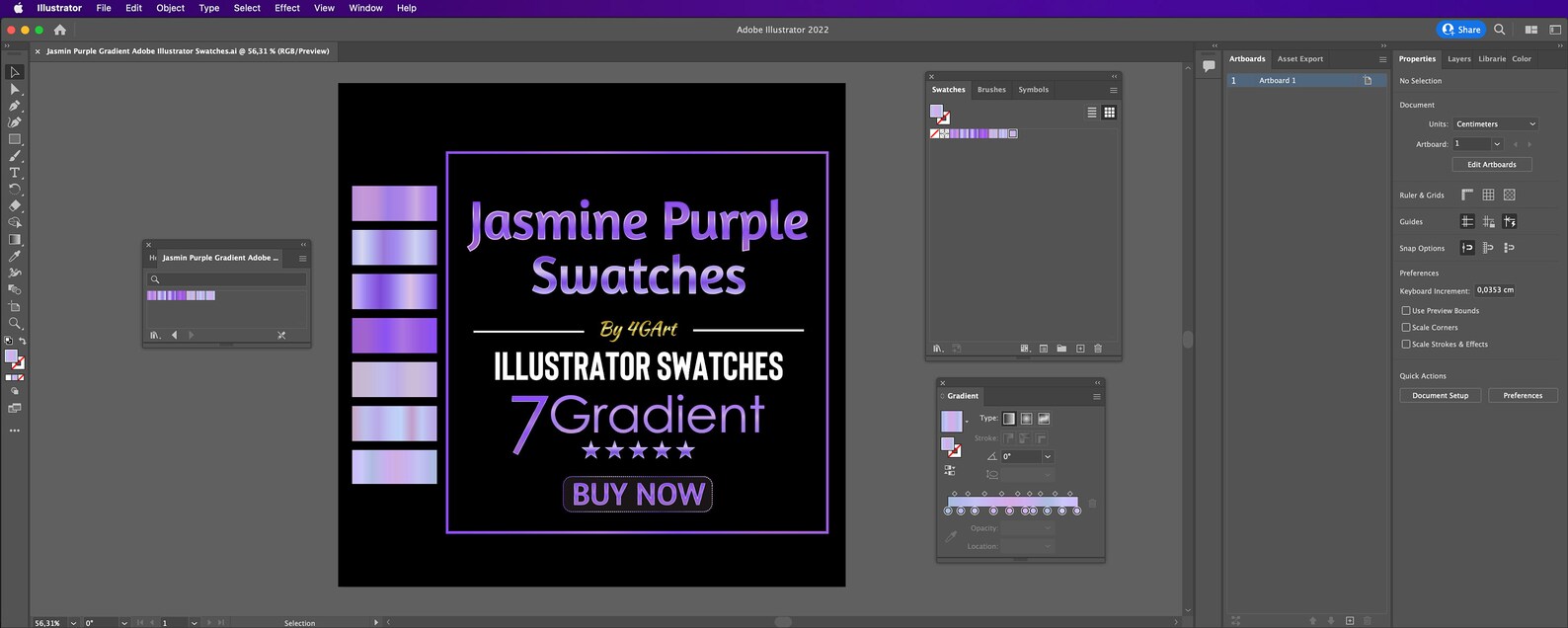 Jasmine Purple Gradient Swatches for Illustrator | Adobe Illustrator - Etsy
