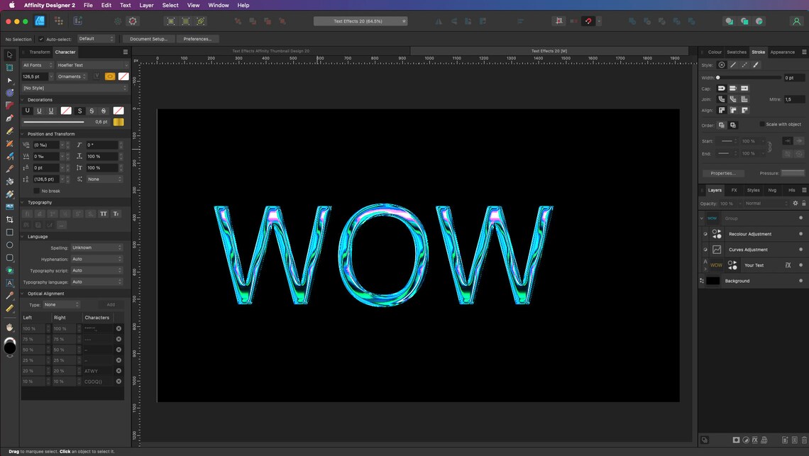 Text Effects for Affinity Designer | Chrome Blue Metallic Effects ...