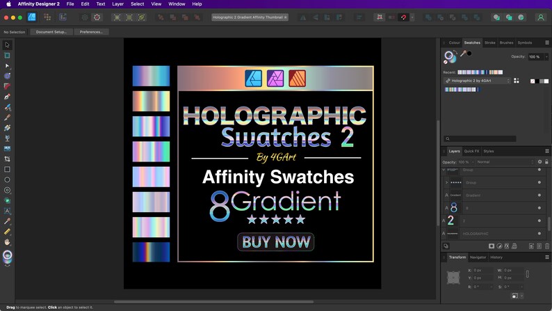 Holographic Color Gradient Vol. 2 for Affinity Designer and - Etsy