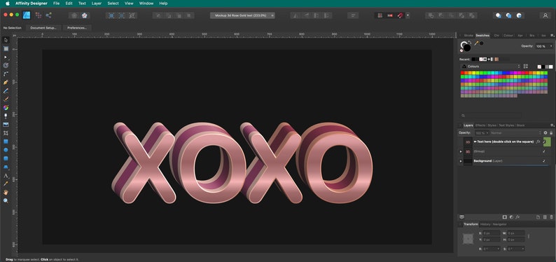 Affinity 3D Rose Gold Text Effect Template | Affinity Designer ...