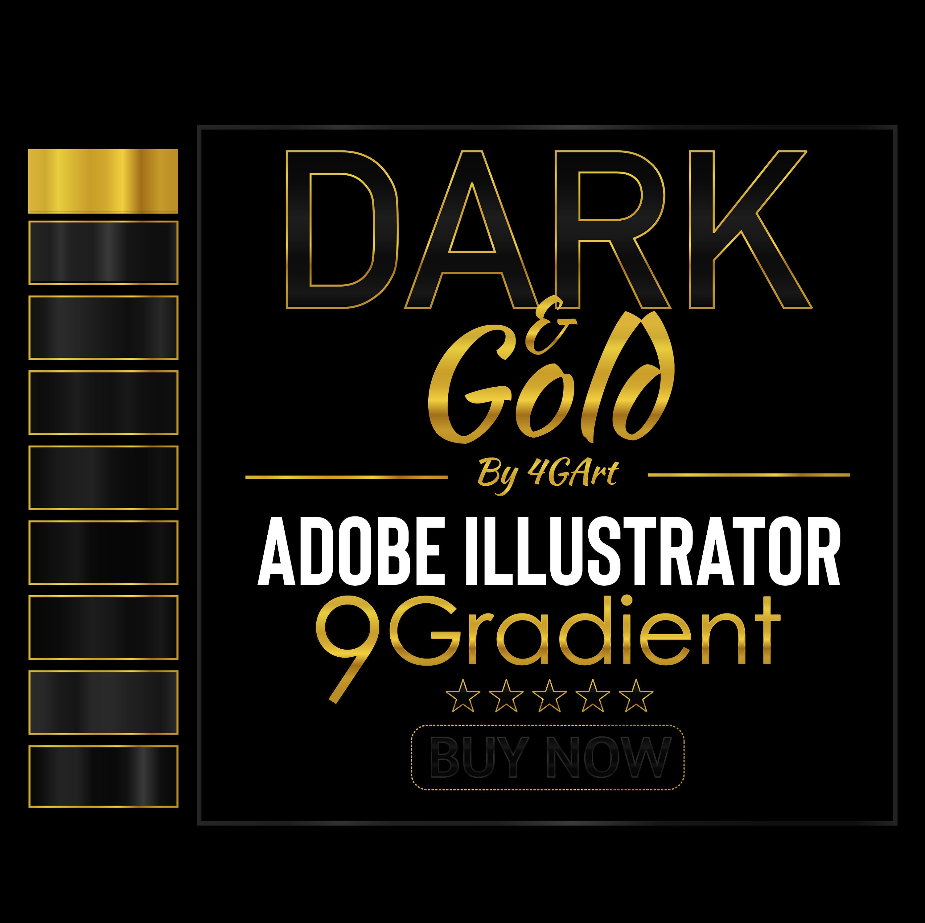 Dark and Gold Gradient Swatches for Adobe Illustrator | Black Metallic ...