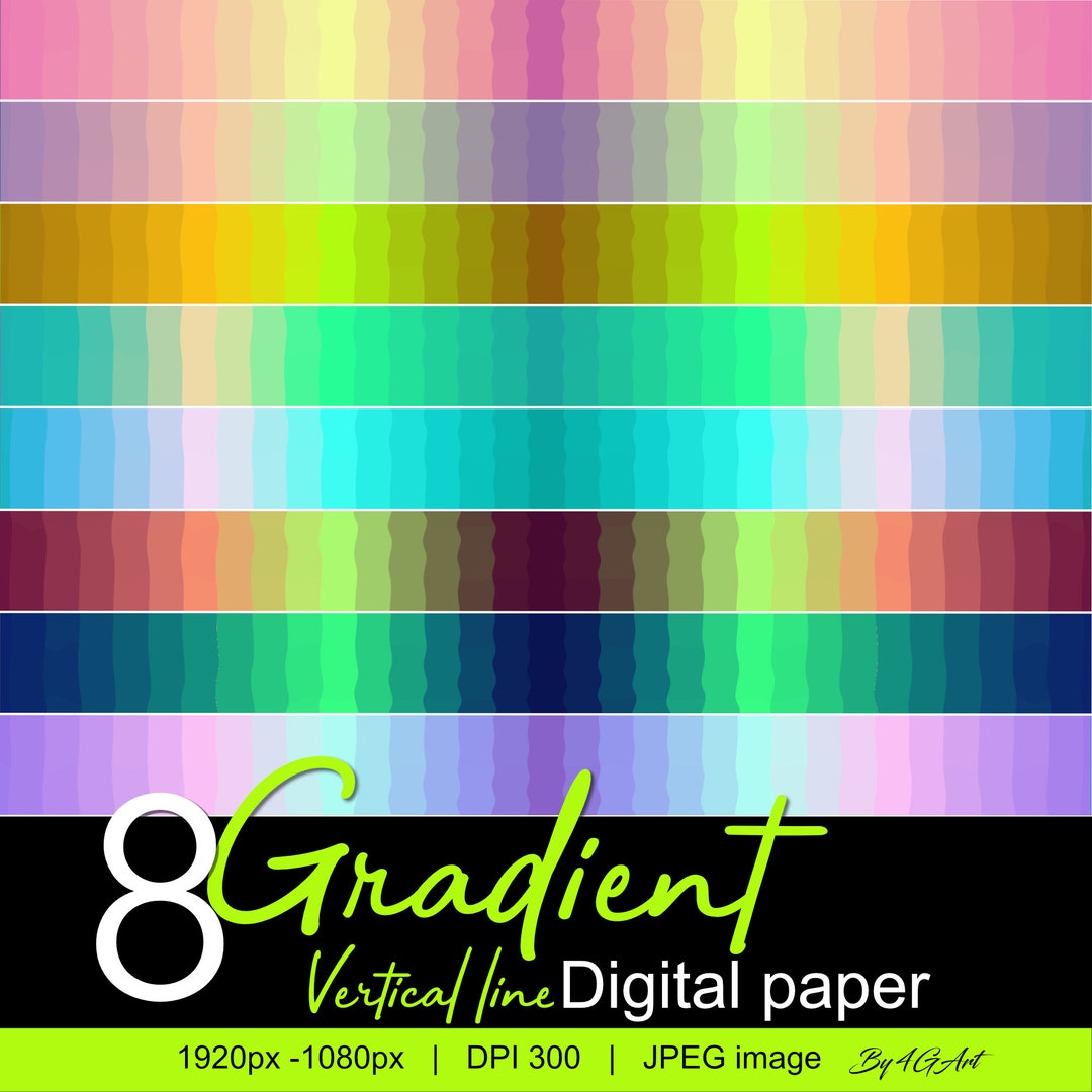 8 Digital Paper Vivid Color Vertical Line Gradient | Vivid Color ...