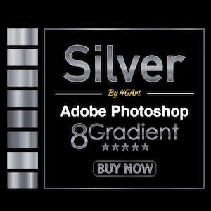 8 Silver Metallic Color Gradient for Adobe Photoshop and Photopea.com ...