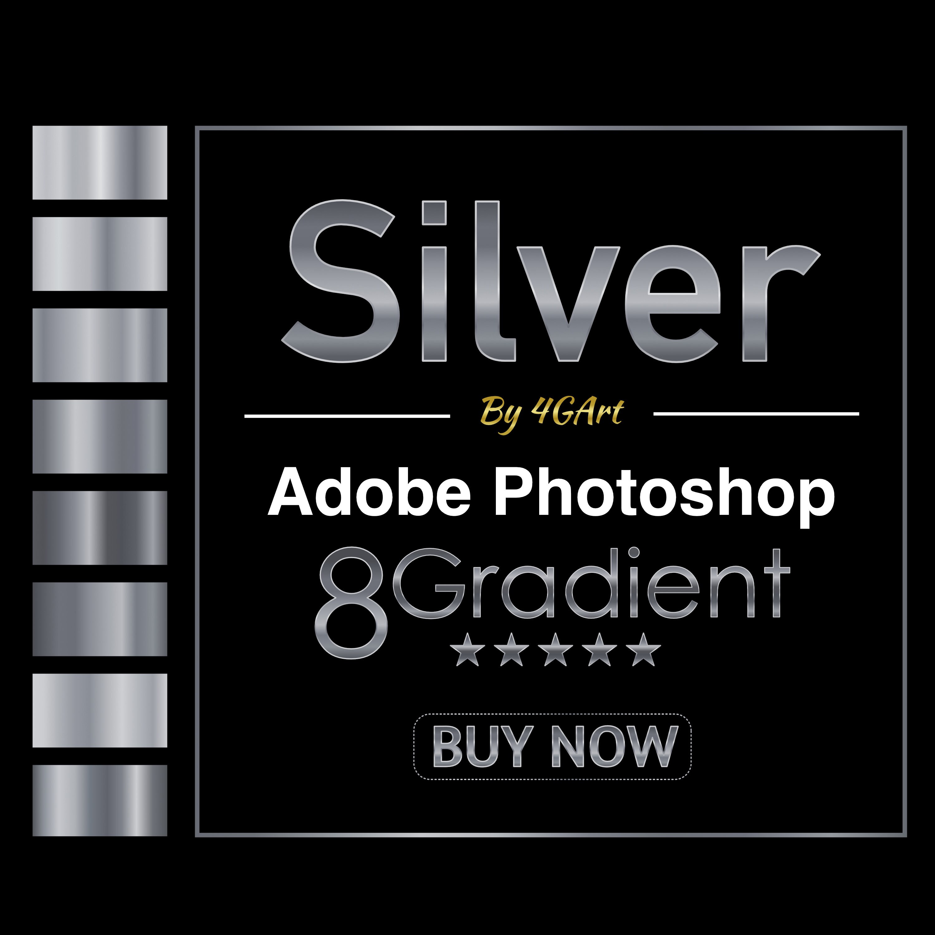 8 Silver Metallic Color Gradient for Adobe Photoshop and Photopea.com ...