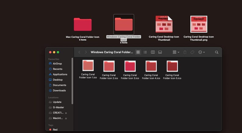 Caring Coral Folder Icon for MAC and WINDOWS | Folder Icon | Desktop ...