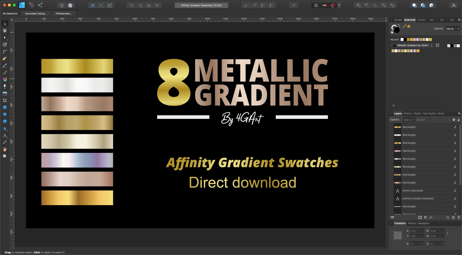 8 Metallic Gradient for Affinity Designer and Affinity Photo - Etsy UK