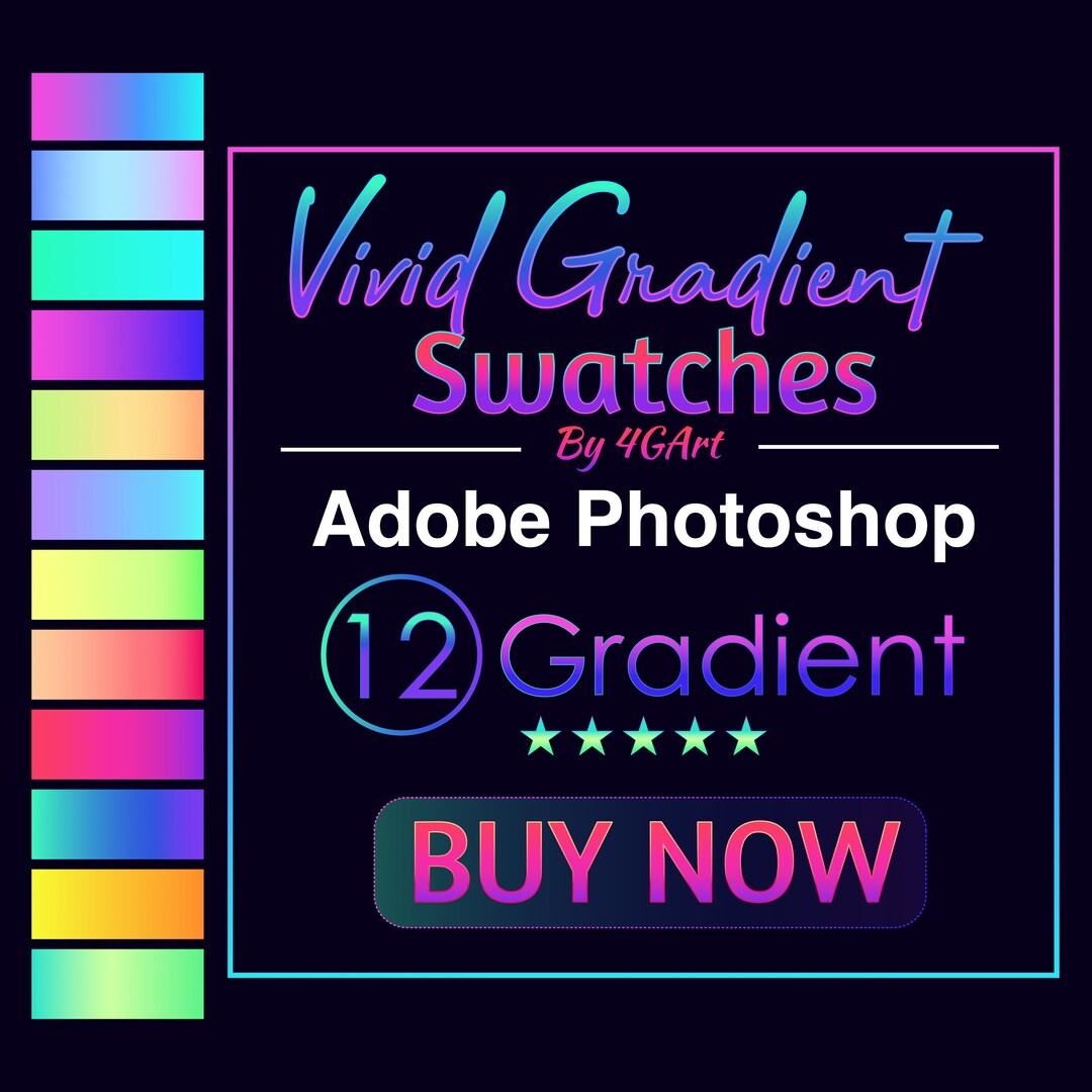 12 Vivid Color Gradient for Photoshop and Photopea.com - Etsy