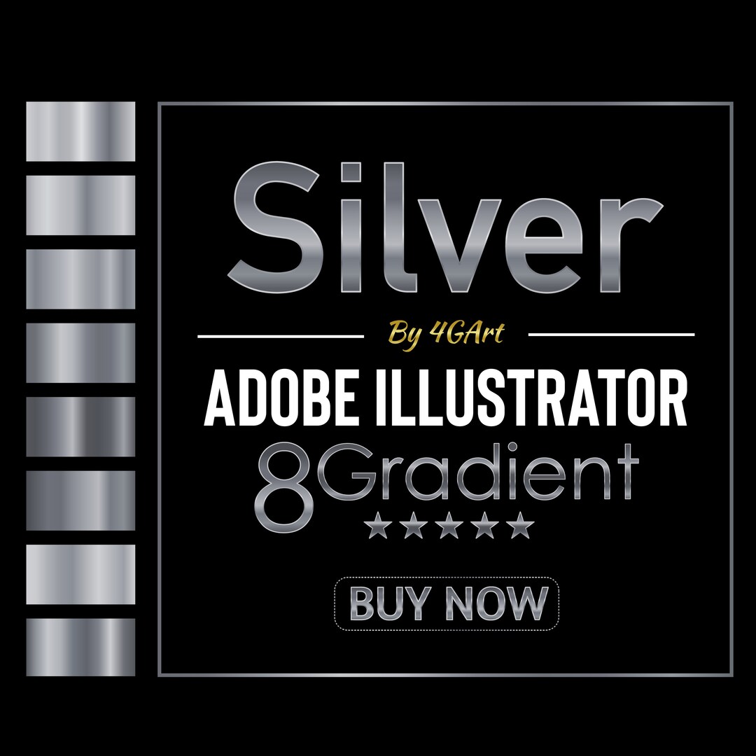 Silver Gradient Swatches for Adobe Illustrator | Metallic Gradient - Etsy