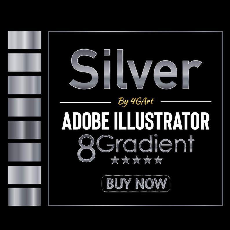 Silver Gradient Swatches for Adobe Illustrator | Metallic Gradient - Etsy