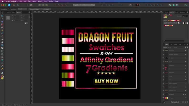 Dragon Fruit Gradient Swatches for Affinity Designer, Affinity Photo and Affinity Publisher ...