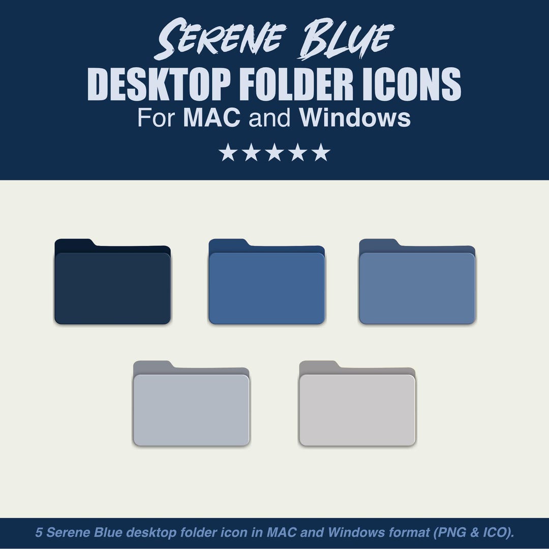 Serene Blue Folder Icon Folder Icon for MAC and WINDOWS | Folder Icon ...