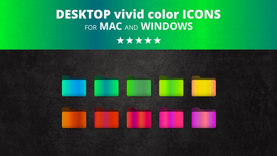 Vivid Color Gradient Desktop Folder Icon for MAC and WINDOWS - Etsy