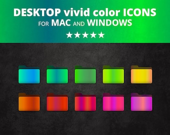 40 Desktop Folder Icons Pack, Vibrant Bright Color Palette Imac ...