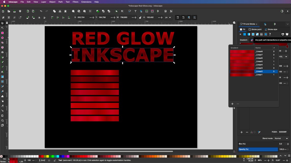 Red Color Gradient Swatches for Inkscape | Inkscape Red Gradient | Red ...