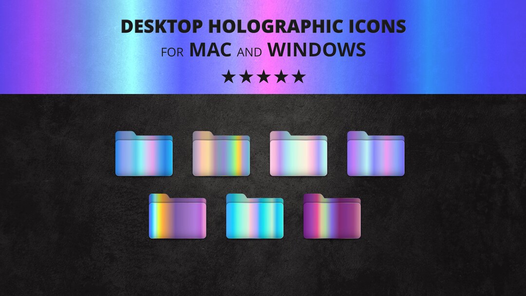Holographic Desktop Folder Icon for MAC and WINDOWS - Etsy