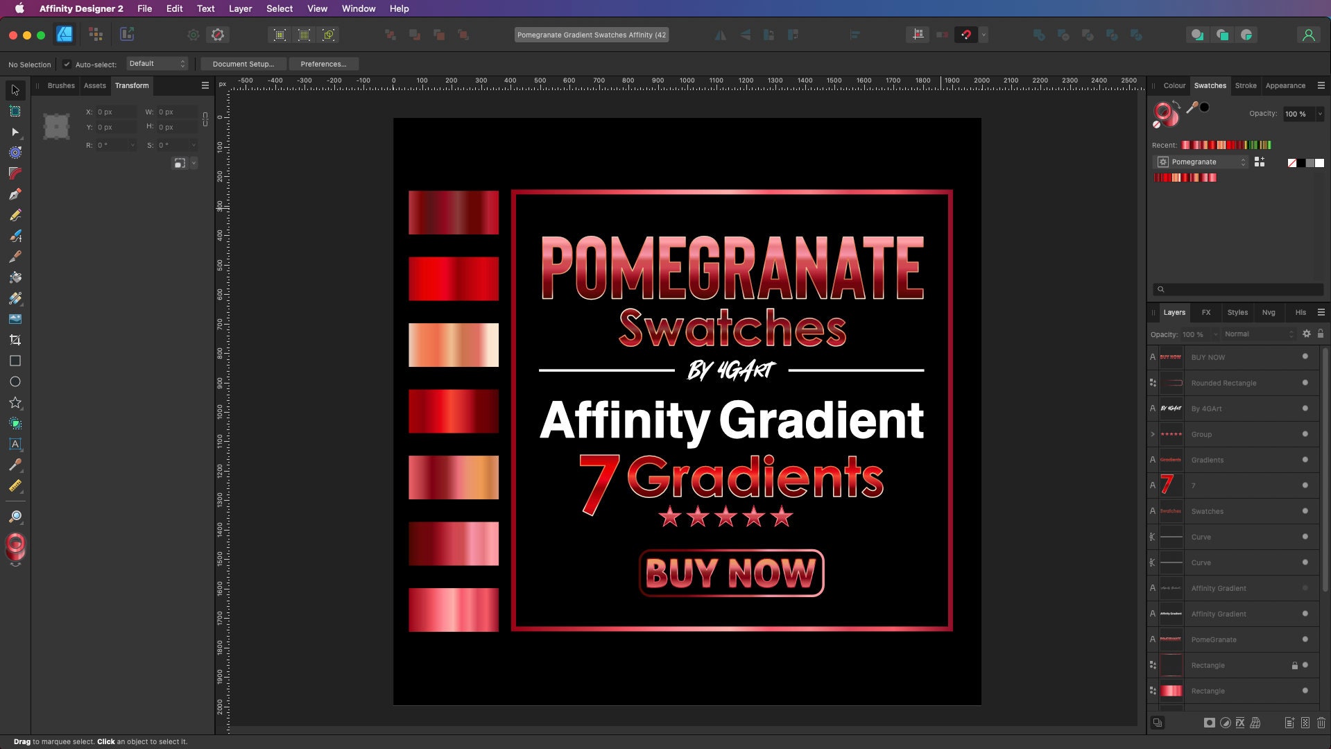 Pomegranate Gradient Swatches for Affinity Designer, Affinity Photo and ...