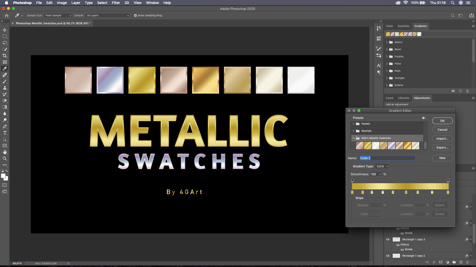 Metallic Gradient Swatches for Photoshop and Photopea - Etsy