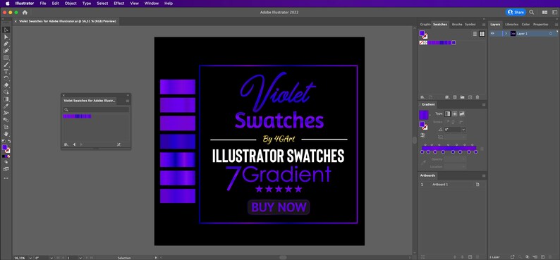 Violet Color Gradient Swatches for Illustrator | Adobe Illustrator ...