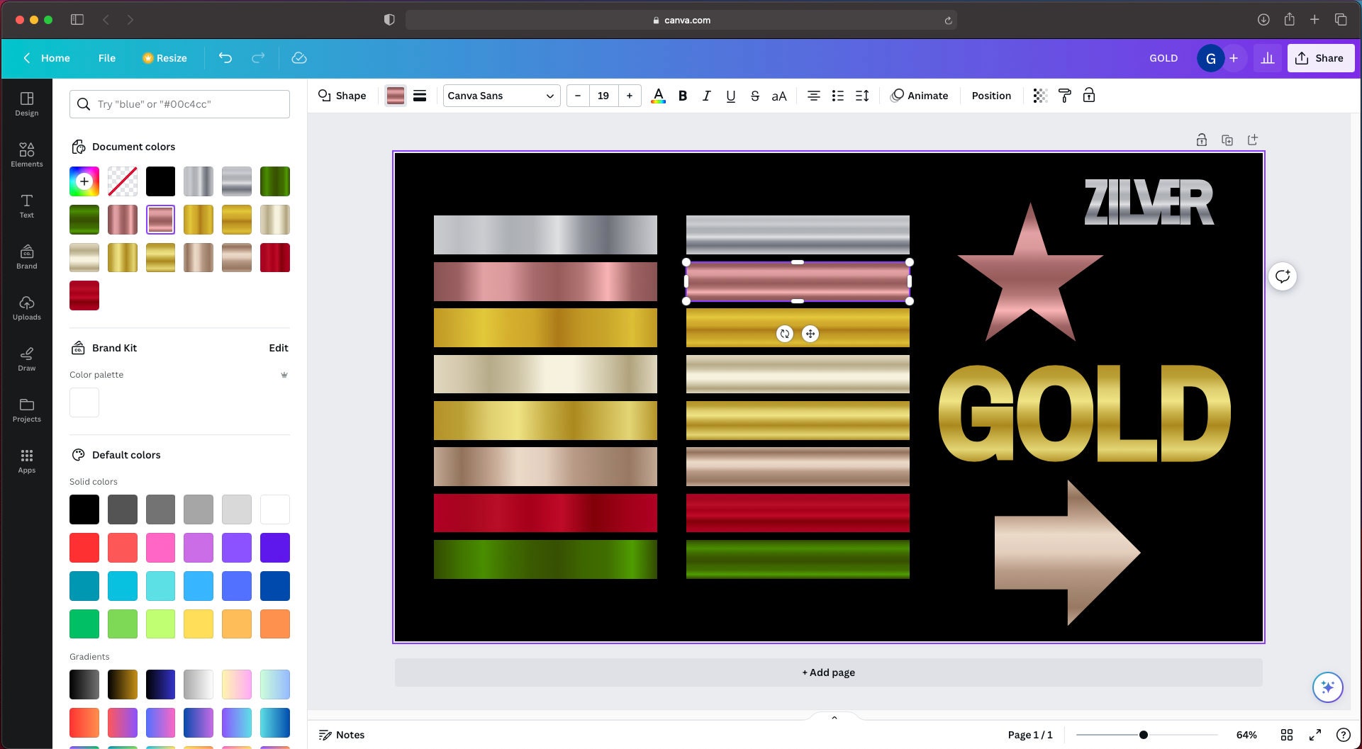 Canva.com Metallic Seamless Gradient Swathes | Metallic Gradient ...