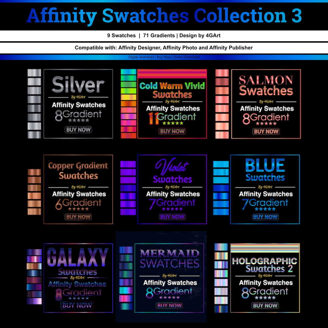 Affinity Gradient Swatches Collection Bundle 3 for Affinity Designer ...