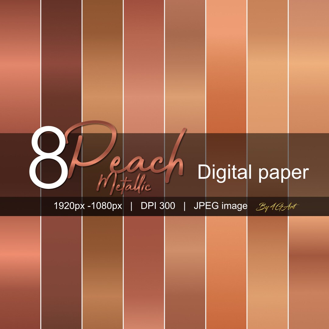 Peach Metallic Digital Paper - Etsy