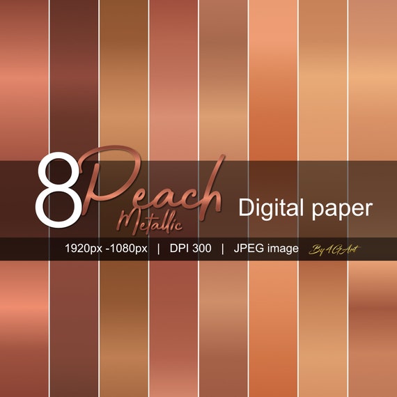 Peach Metallic Digital Paper | Etsy