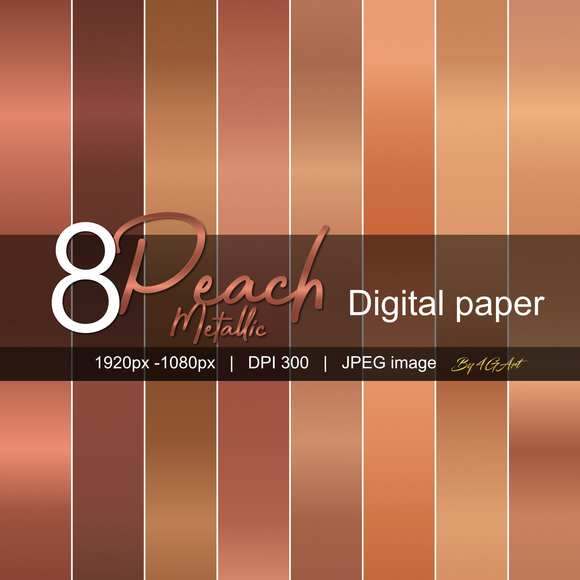 Peach Metallic Digital Paper - Etsy