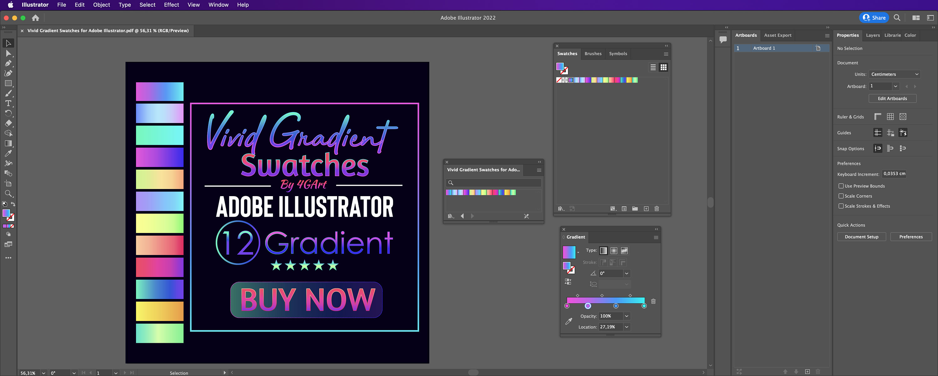 Vivid Color Gradient Swatches for Illustrator | Adobe Illustrator ...