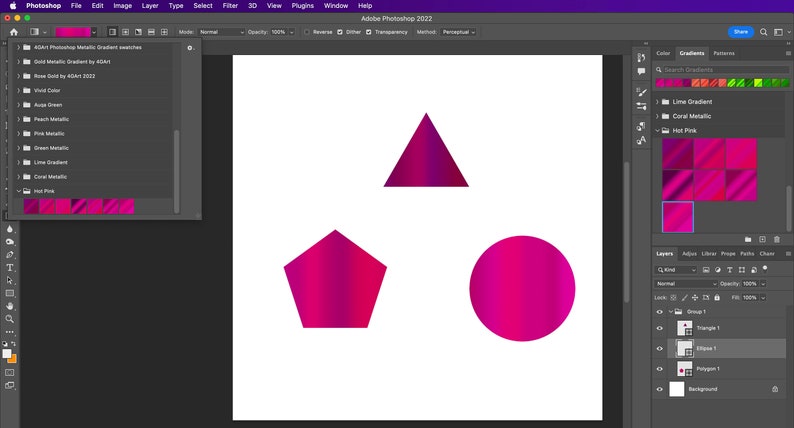 Hot Pink Color Gradient Swatches for Adobe Photoshop and Photopea.com ...