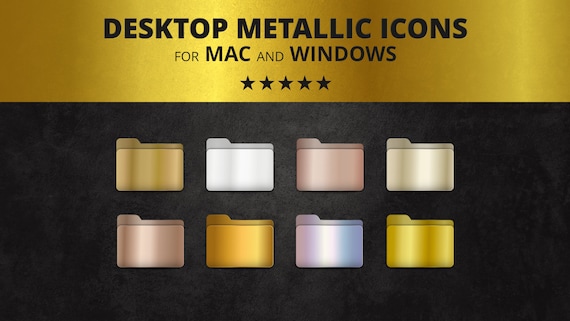 Metallic Desktop Folder Icon for MAC and WINDOWS | Etsy