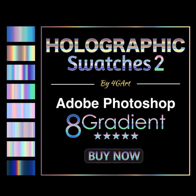 8 Holographic V.2 Color Gradient for Photoshop and Photopea.com ...