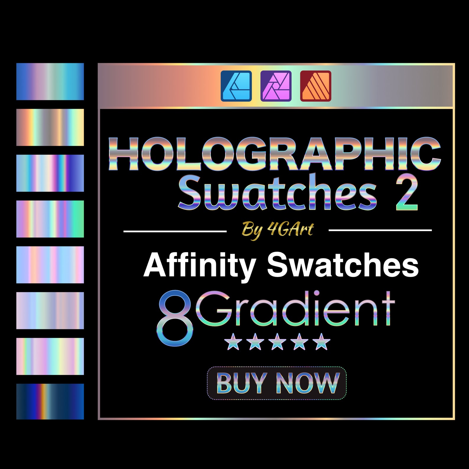 Holographic Color Gradient Vol. 2 for Affinity Designer and - Etsy