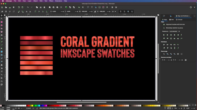 Coral Color Gradient Swatches for Inkscape | Inkscape Coral Gradient ...