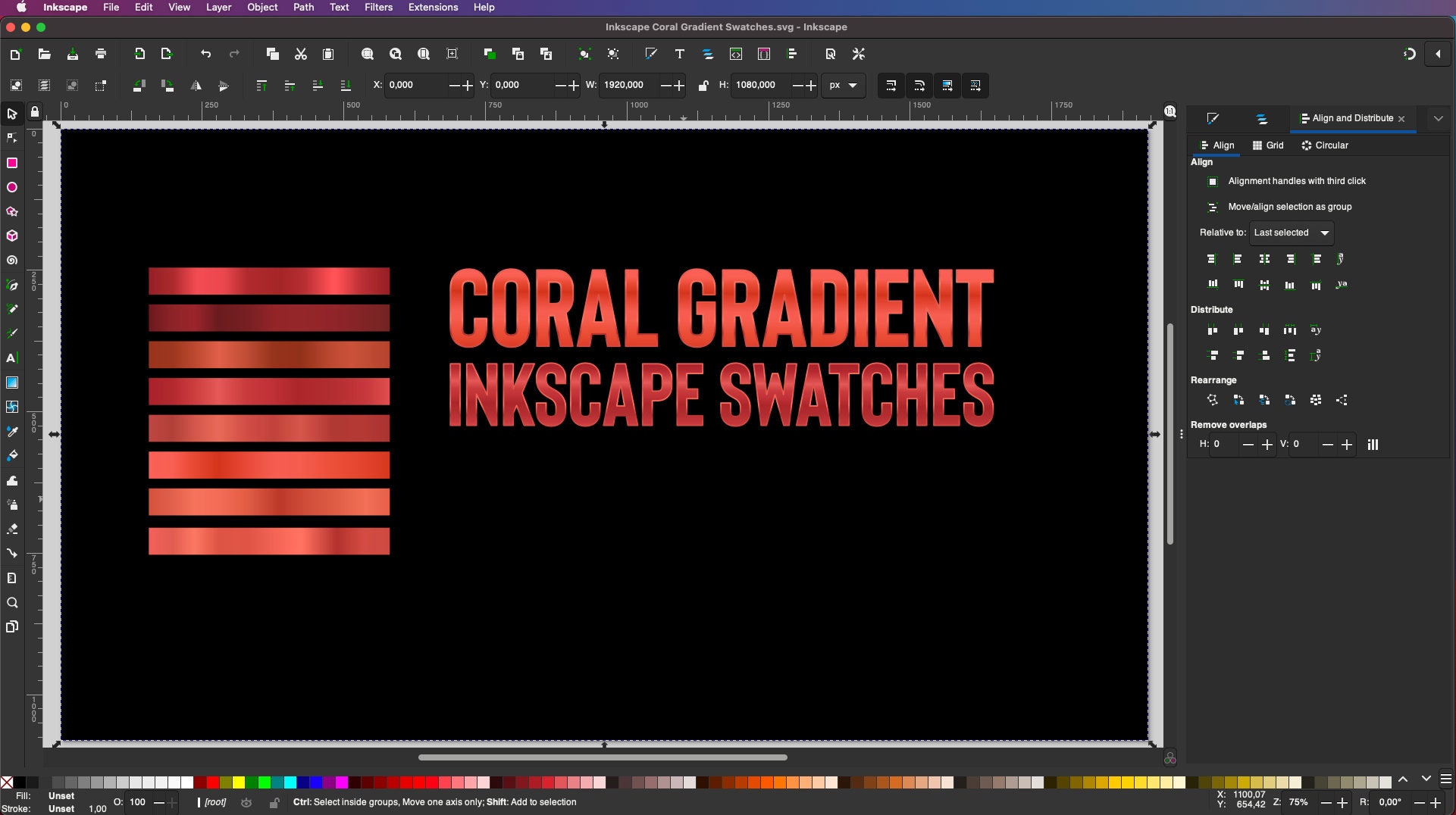 Coral Color Gradient Swatches for Inkscape Inkscape Coral - Etsy