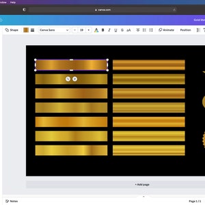 Canva Gold Metallic Gradient | Canva.com Gold Gradient Swatches | Gold ...