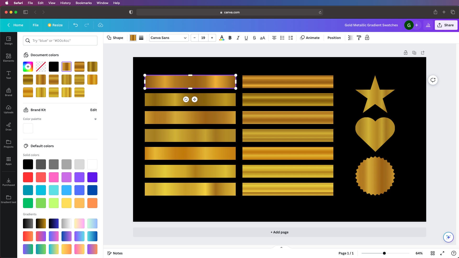 Canva Gold Metallic Gradient | Canva.com Gold Gradient Swatches | Gold ...